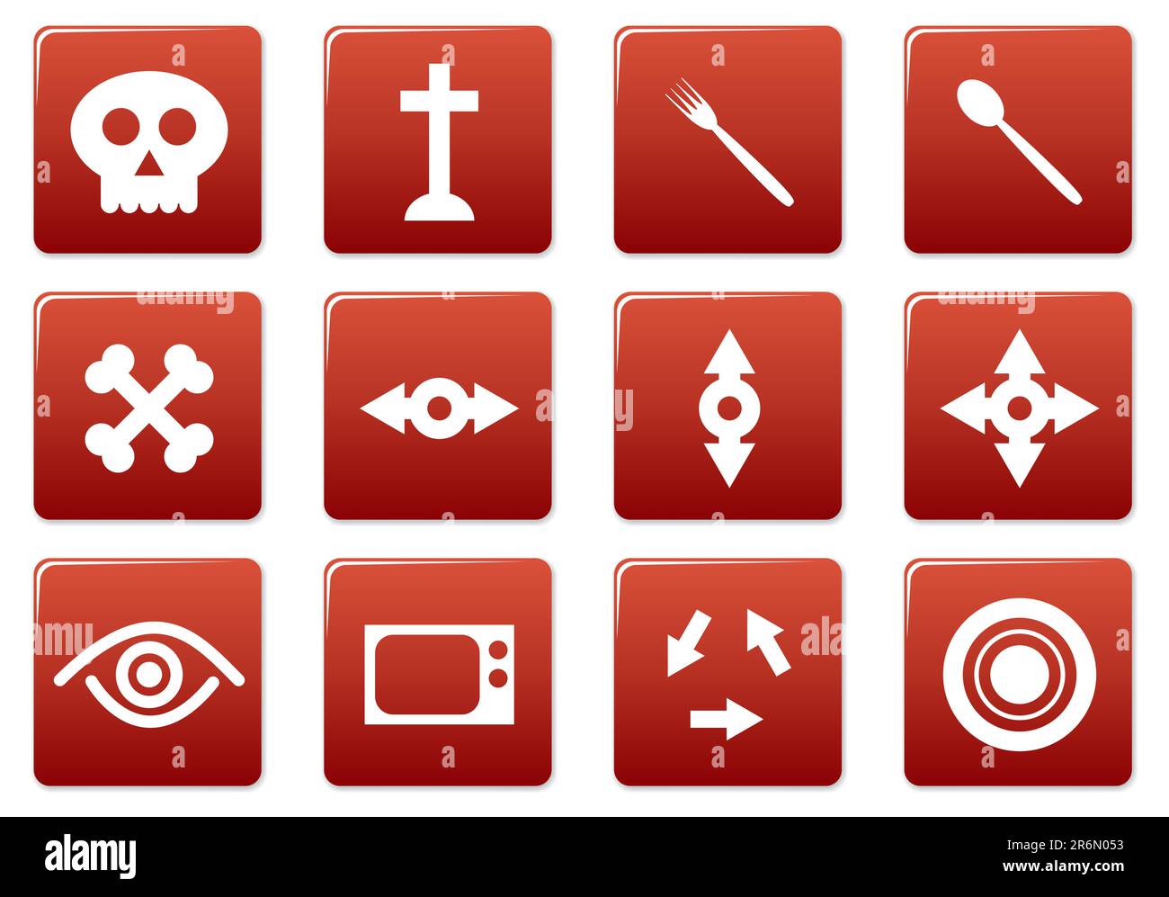 Gadget square icons set. Red - white palette. Vector illustration Stock ...