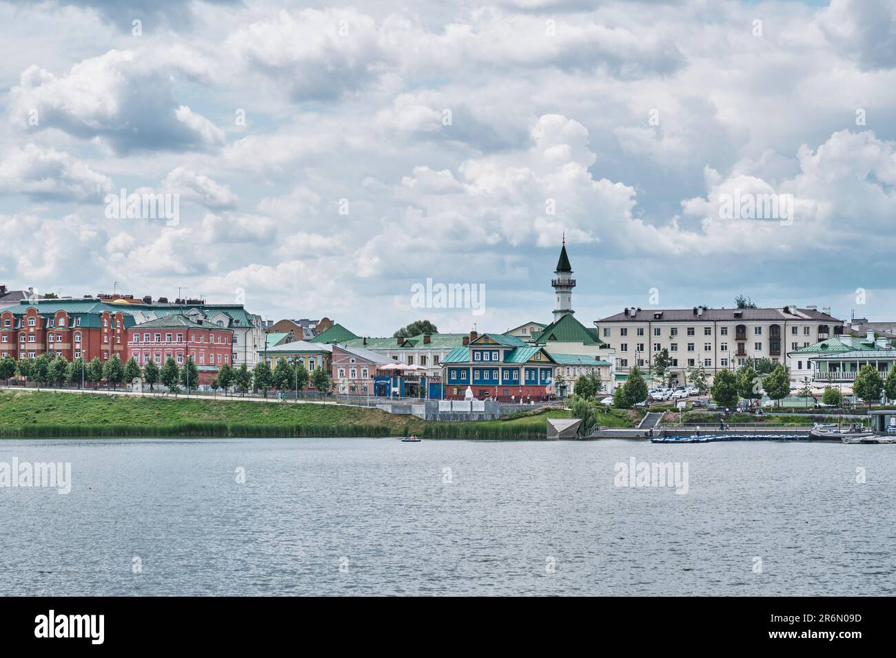 View of the Old Tatar settlement from lake Nizhny Kaban, Kazan, Russia ...