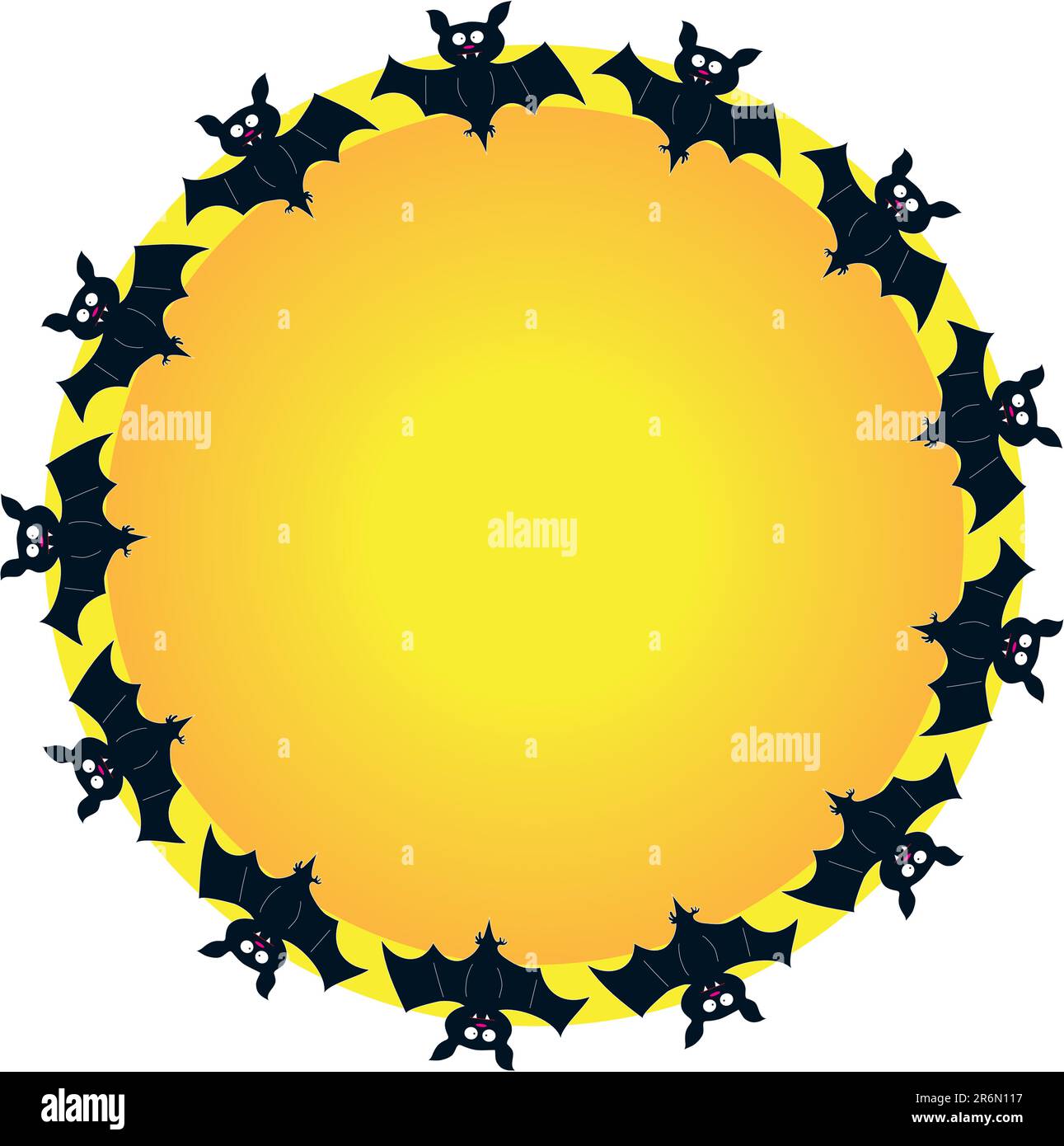 A circle of black bats around a moon background Stock Vector Image ...