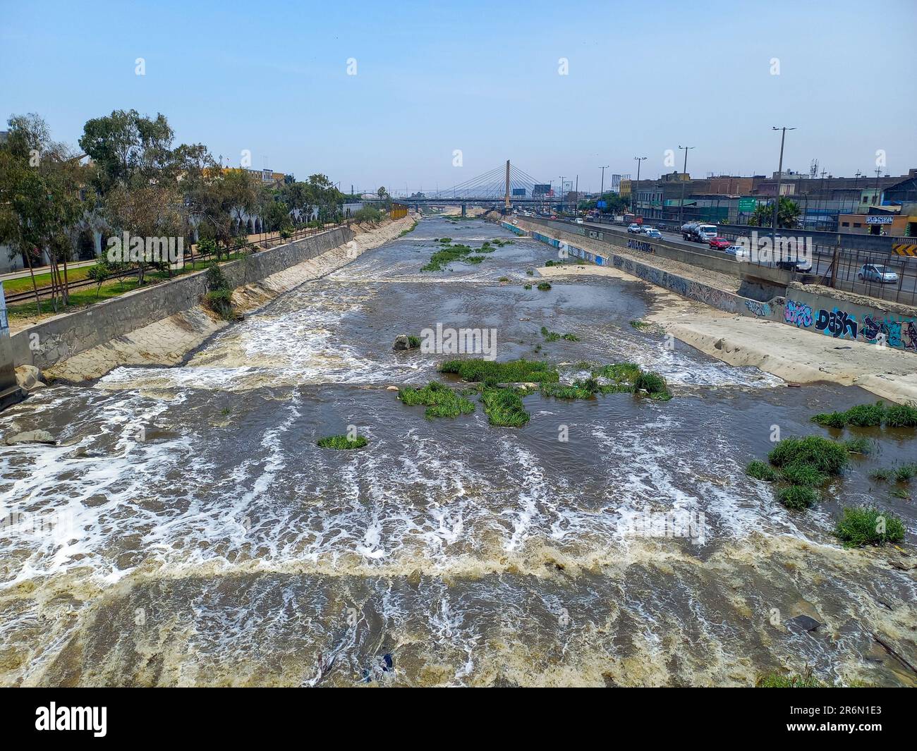 Panoramic view of the Rimac River in the center of Lima - Peru Stock ...