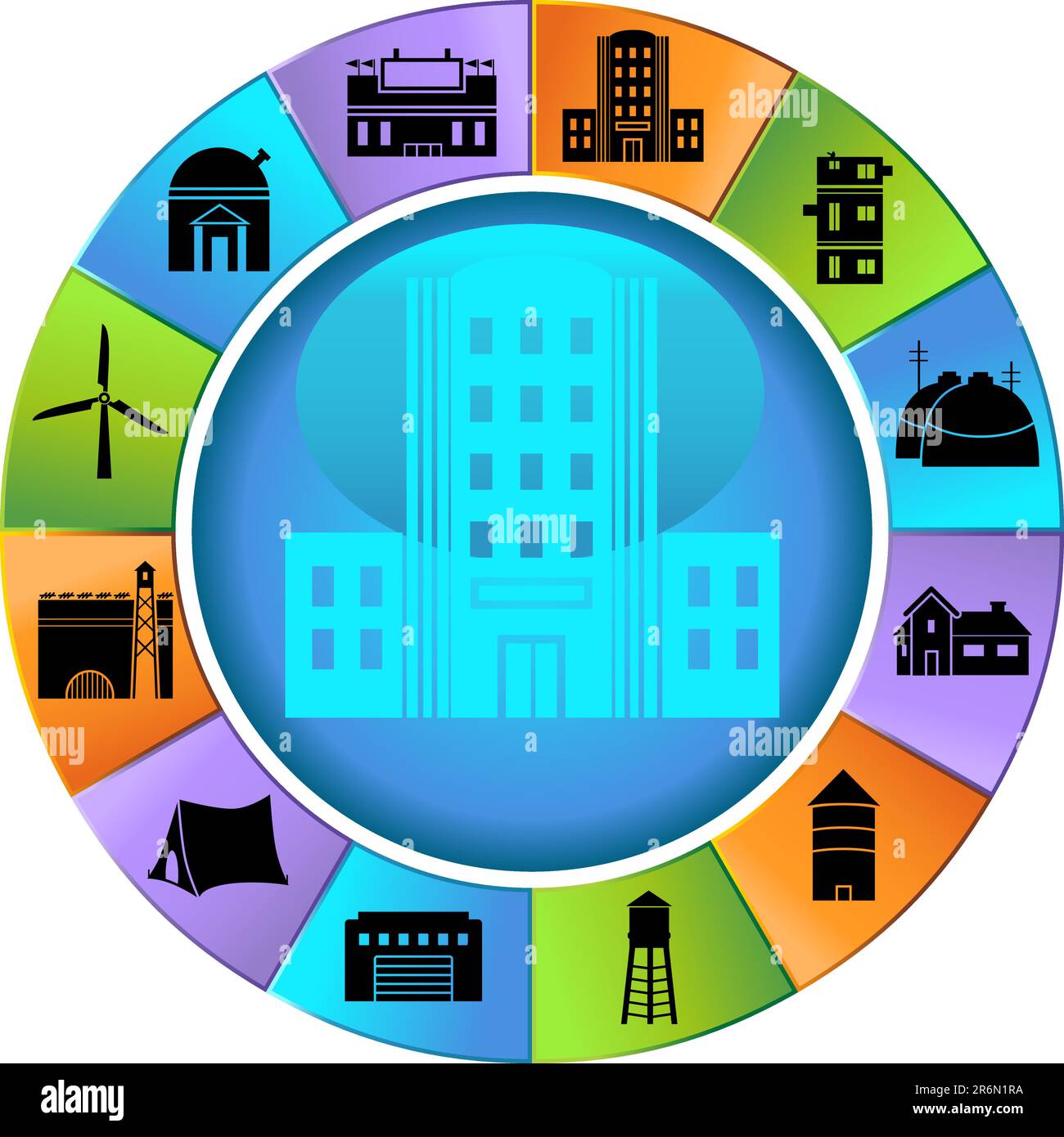 Set of 12 building structures - wheel style Stock Vector Image & Art ...