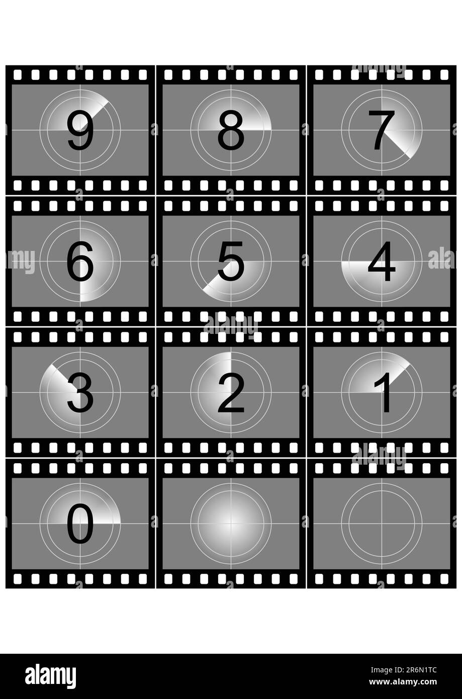 Simulation of a film strip countdown in black and white Stock Vector ...