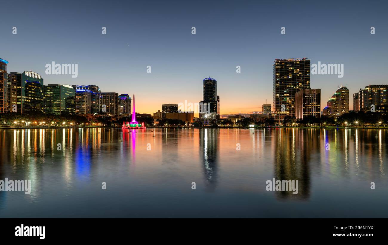 Orlando city skyline at night. Orlando, Florida, USA Stock Photo - Alamy