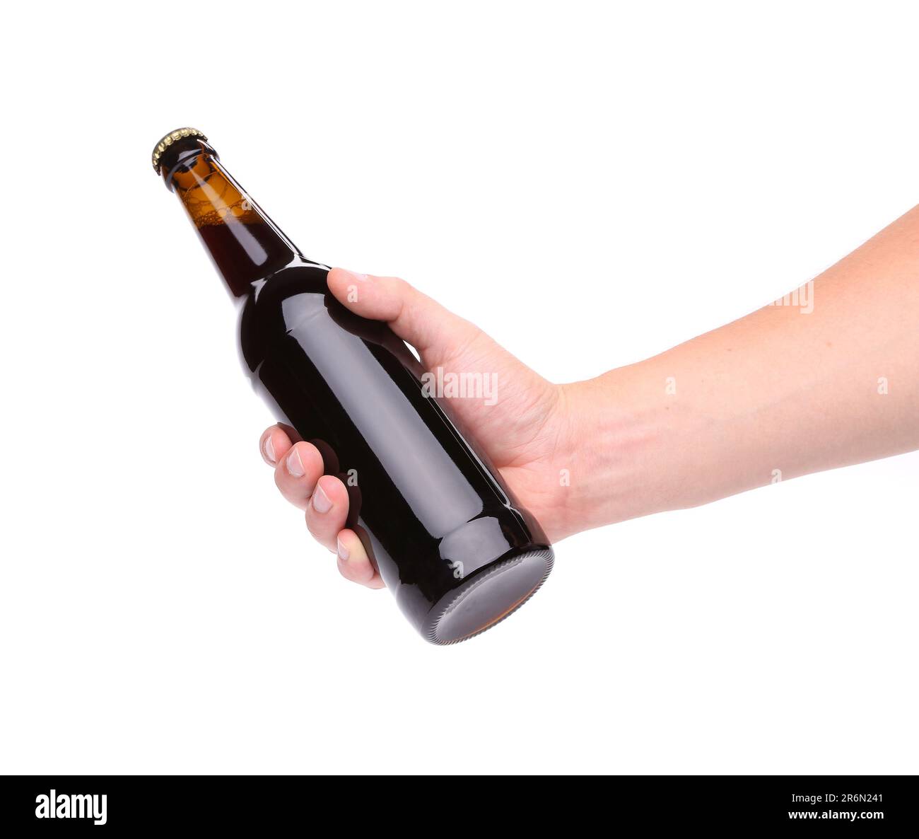 Hand with beer bottle isolated Stock Photo - Alamy