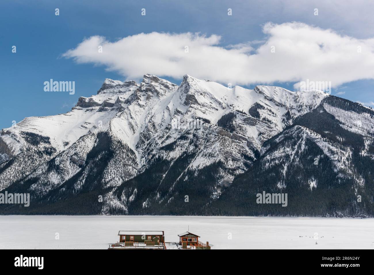 Spring time views in Banff National Park during April with snow ...