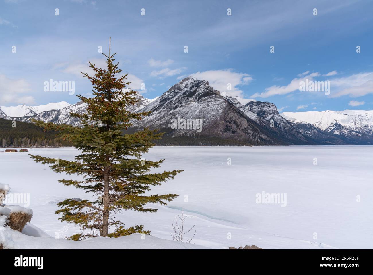 Spring time views in Banff National Park during April with snow ...