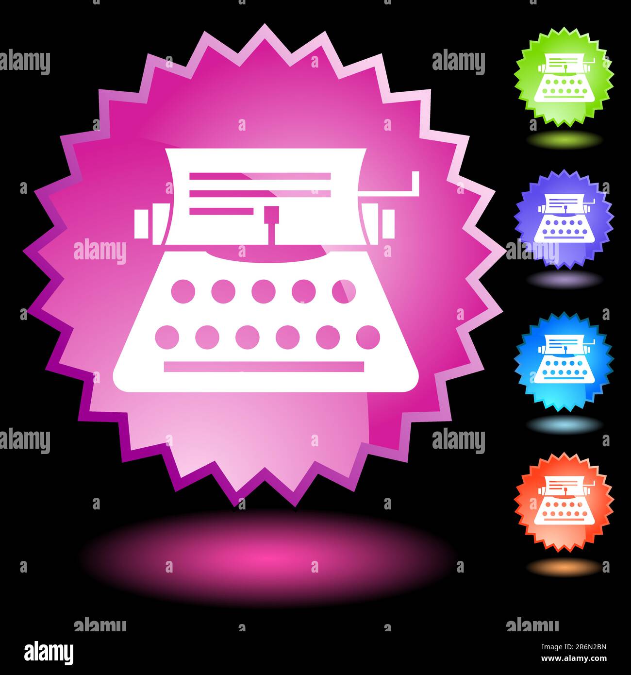 Set of 5 neon seal icons - typewriter Stock Vector Image & Art - Alamy