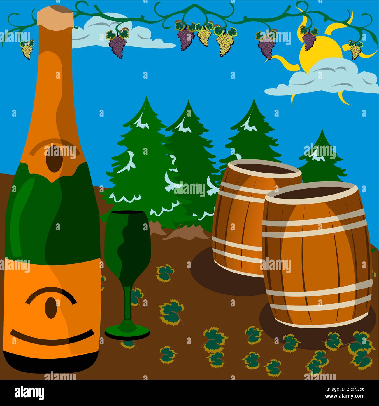 Vineyard dawn Stock Vector Images - Alamy