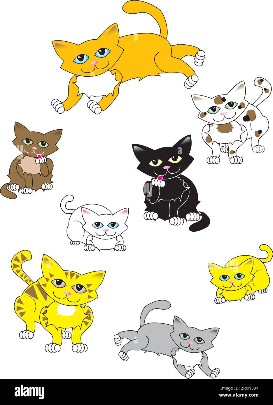 A vector collection of cute cartoon kitties Stock Vector Image & Art ...