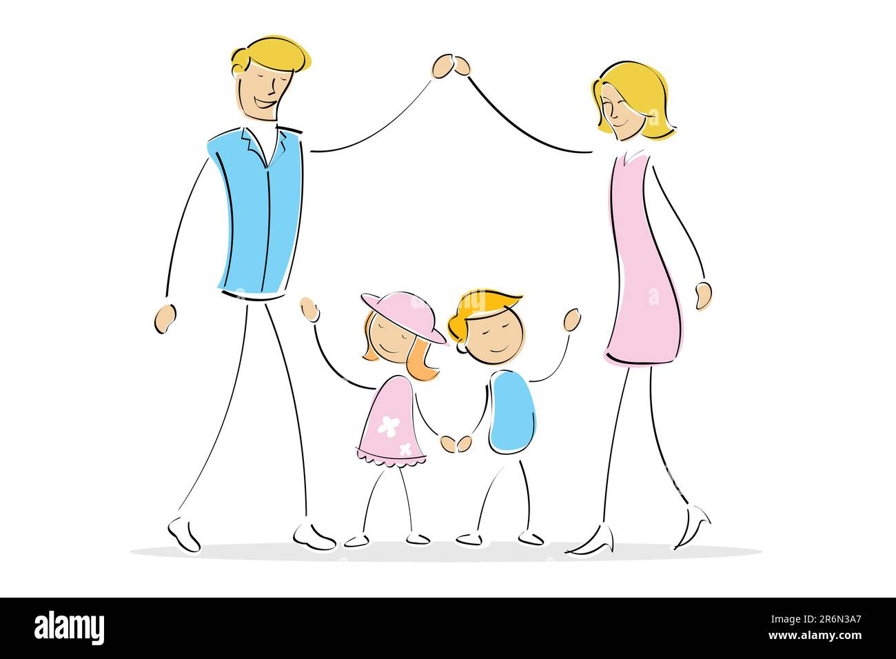 Brother sister standing hand Stock Vector Images - Alamy