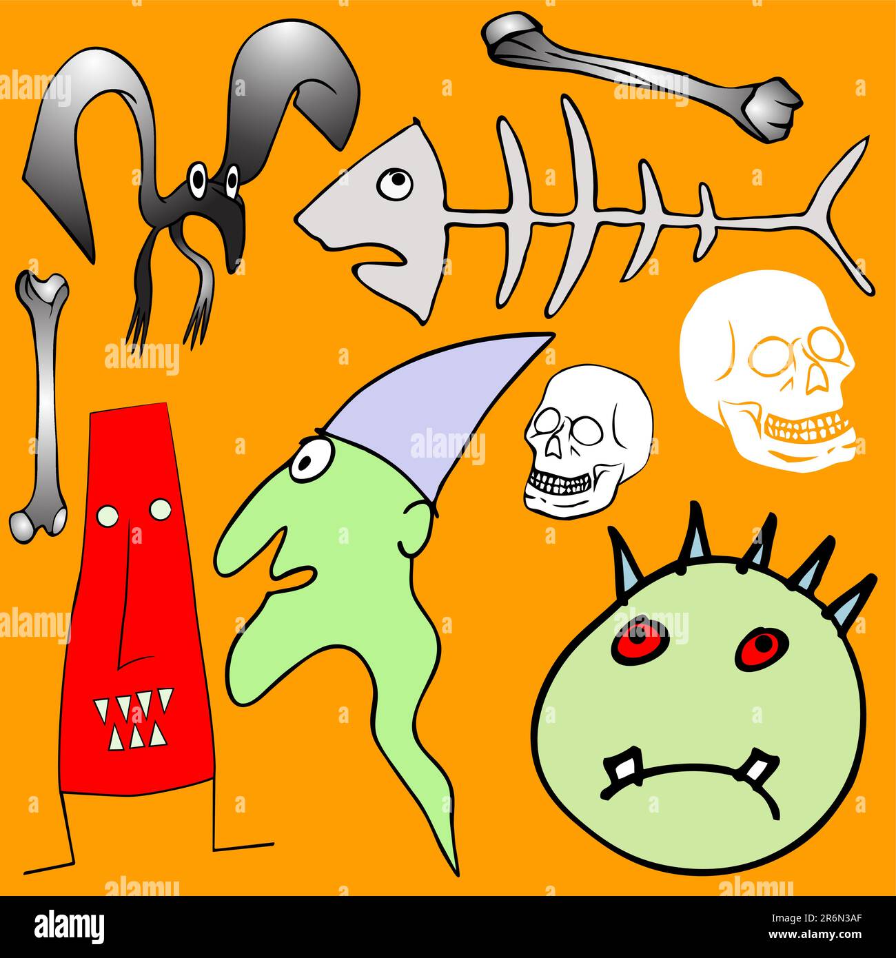 Cartoon illustratiion of the various Halloween elements - vector Stock ...