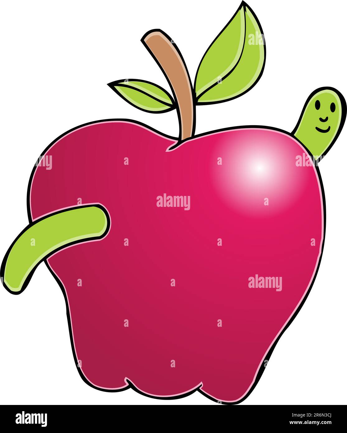 Image of an apple with a friendly worm Stock Vector Image & Art - Alamy