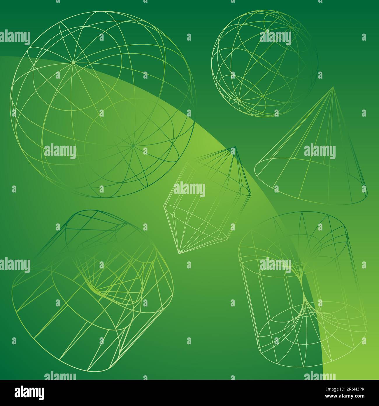 3D wire mesh shapes with green background Stock Vector Image & Art - Alamy