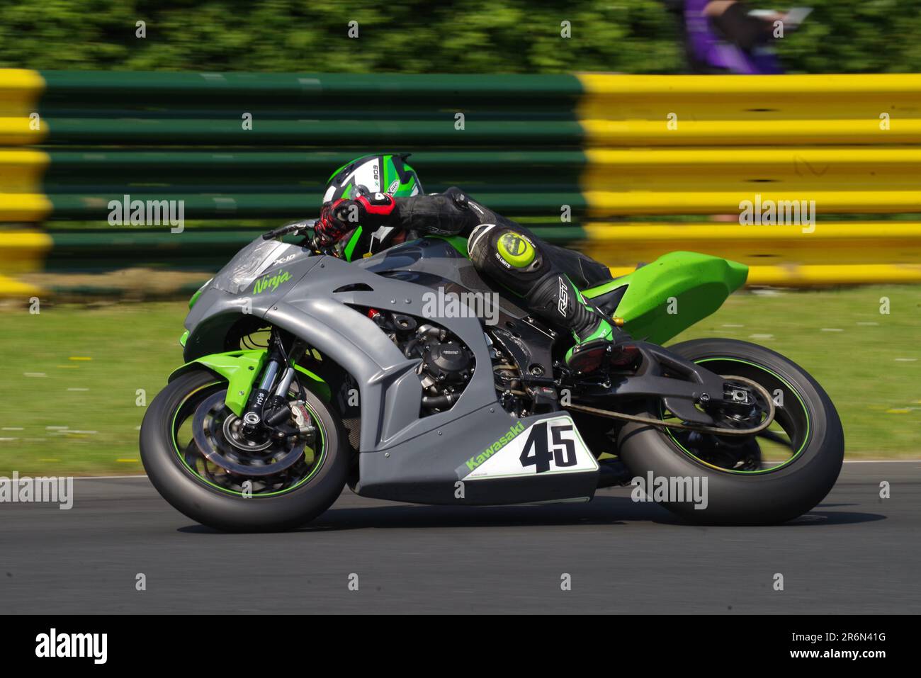 Croft Circuit, 10 June 2023. Andy Ashcroft riding a Kawasaki 1000 in a ...