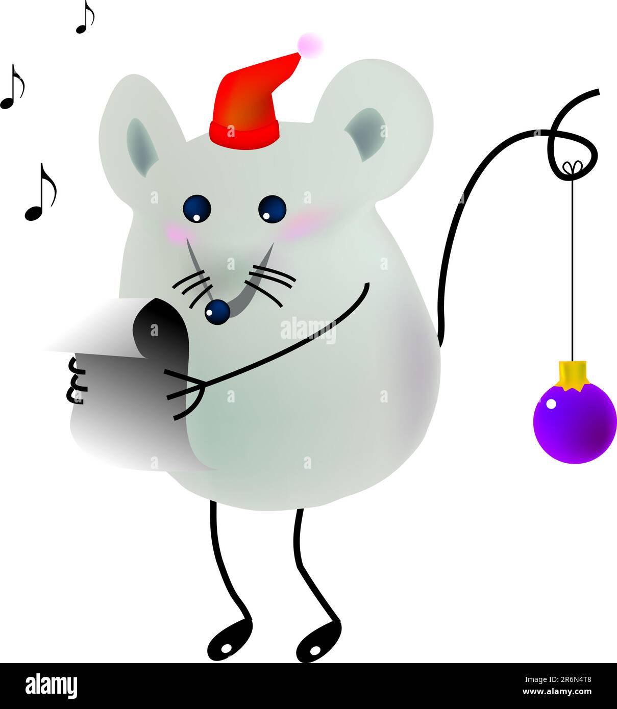 little mice is singing a Christmas song, cartoon, vector, illustration ...