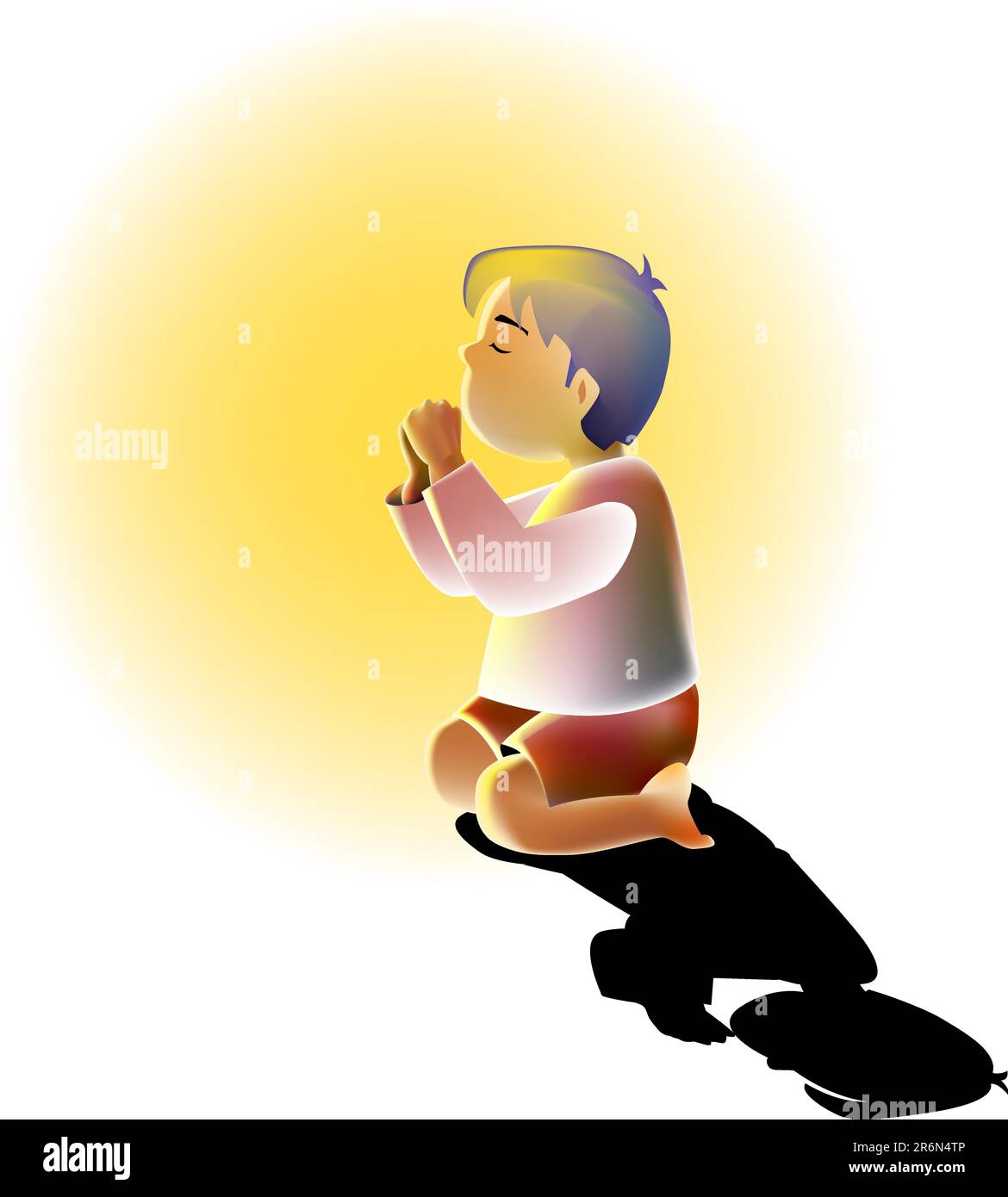 a vector illustration for a little boy is kneeling for praying and a ...