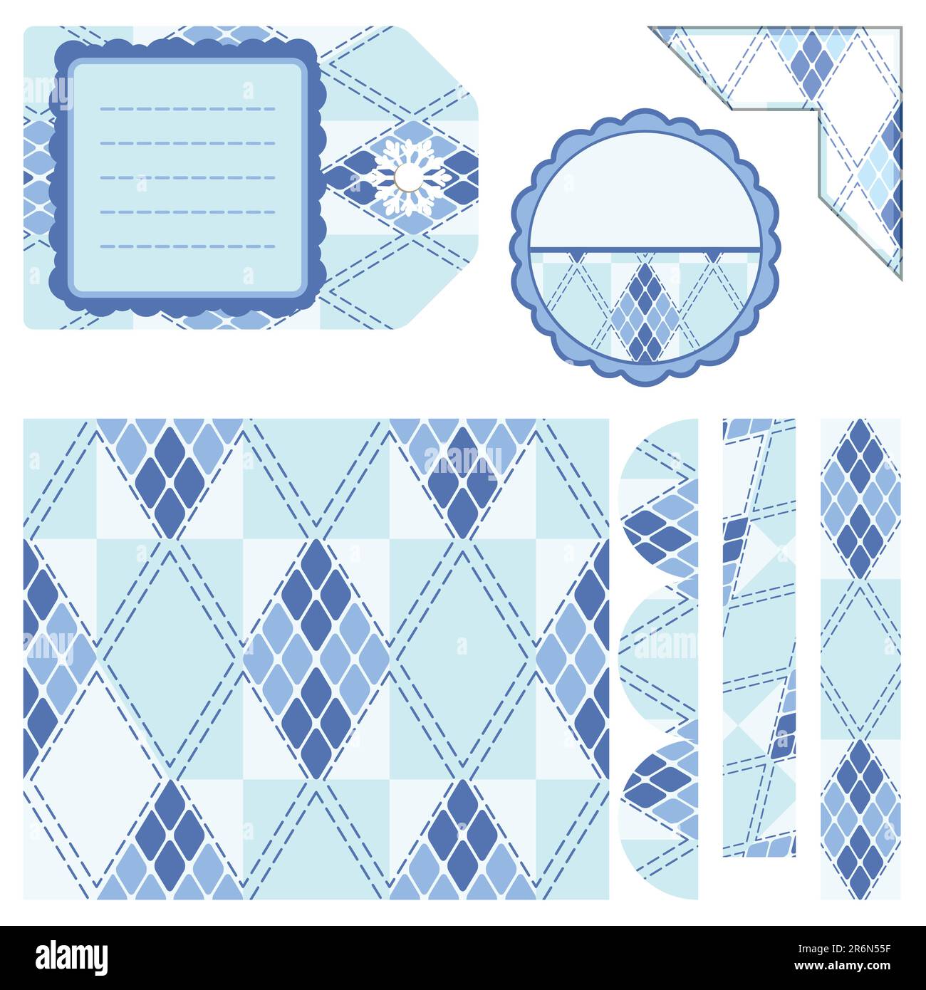 Vector rhombus light blue seamless background and other elements to ...