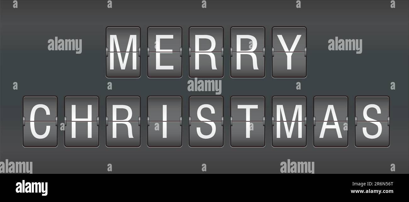 editable merry christmas on mechanical scoreboard - vector illustration ...
