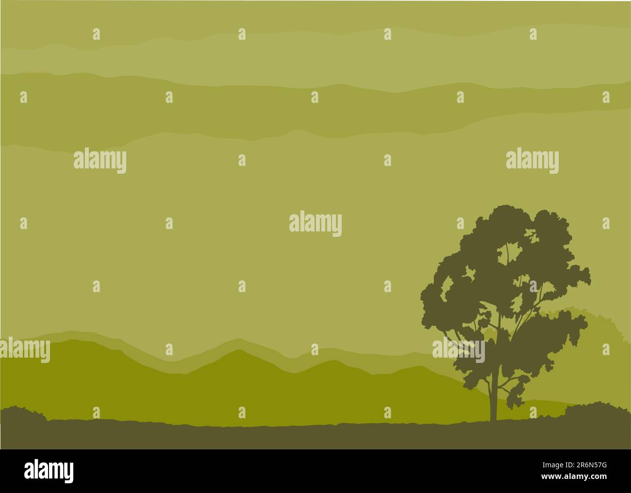 A lonely tree in a surreal landscape, vector Stock Vector Image & Art ...