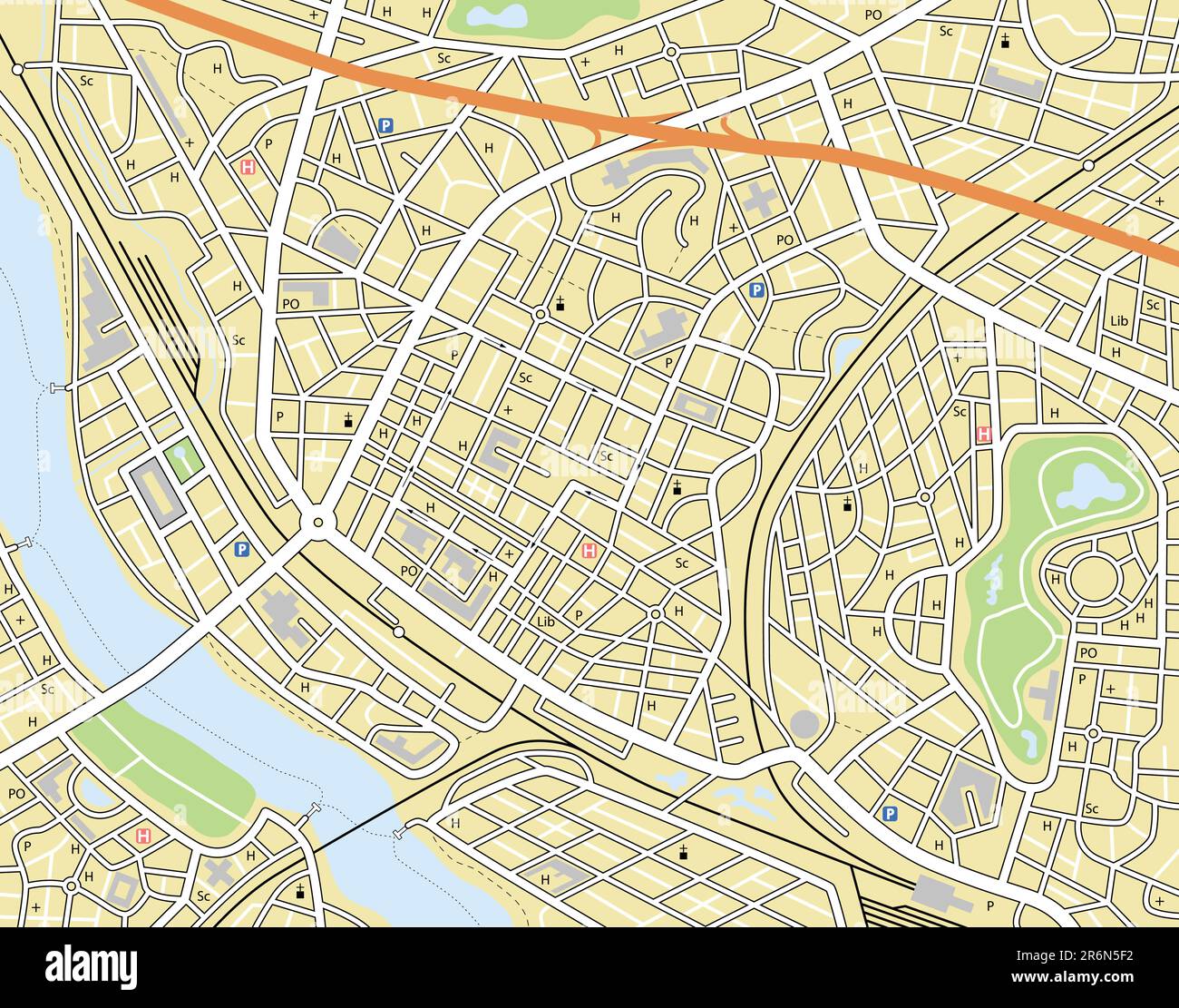 Editable vector map of a generic city with no names Stock Vector Image ...