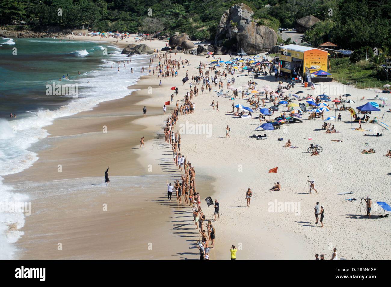 Rio De Janeiro, Brazil. 10th June, 2023. Surfers and beachgoers in a ...