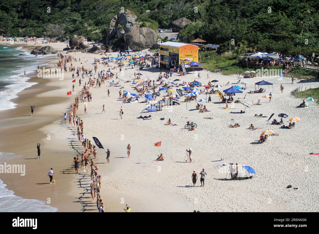 Rio De Janeiro, Brazil. 10th June, 2023. Surfers and beachgoers in a ...