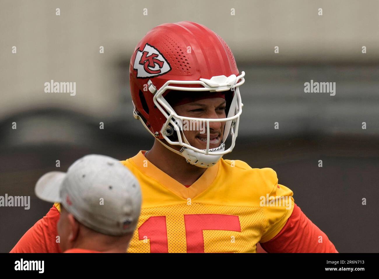 Kansas City Chiefs quarterback Patrick Mahomes watches a workout during ...