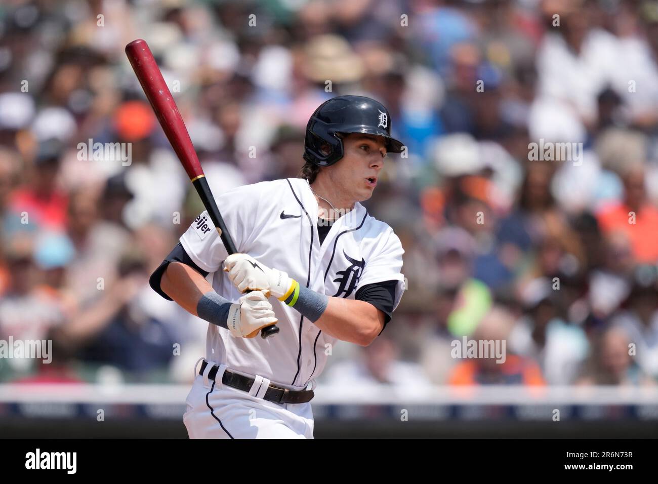 Detroit Tigers' Nick Maton bats during the second inning of a baseball ...