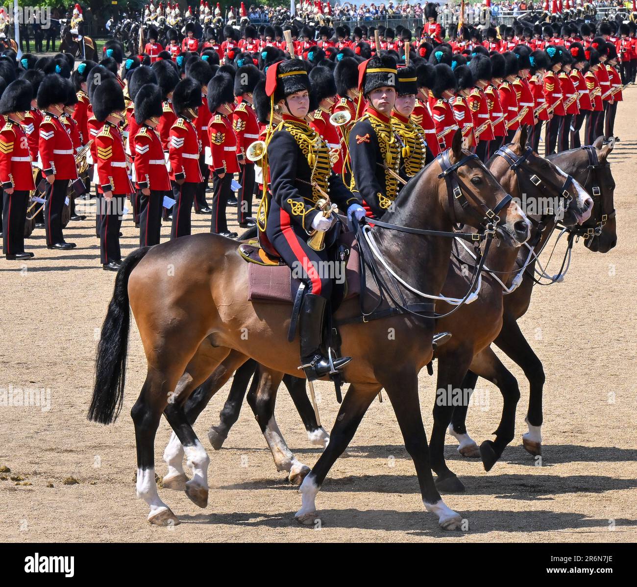 Horse Guards Parade, London, UK on June 10 2023. Regiments march past ...