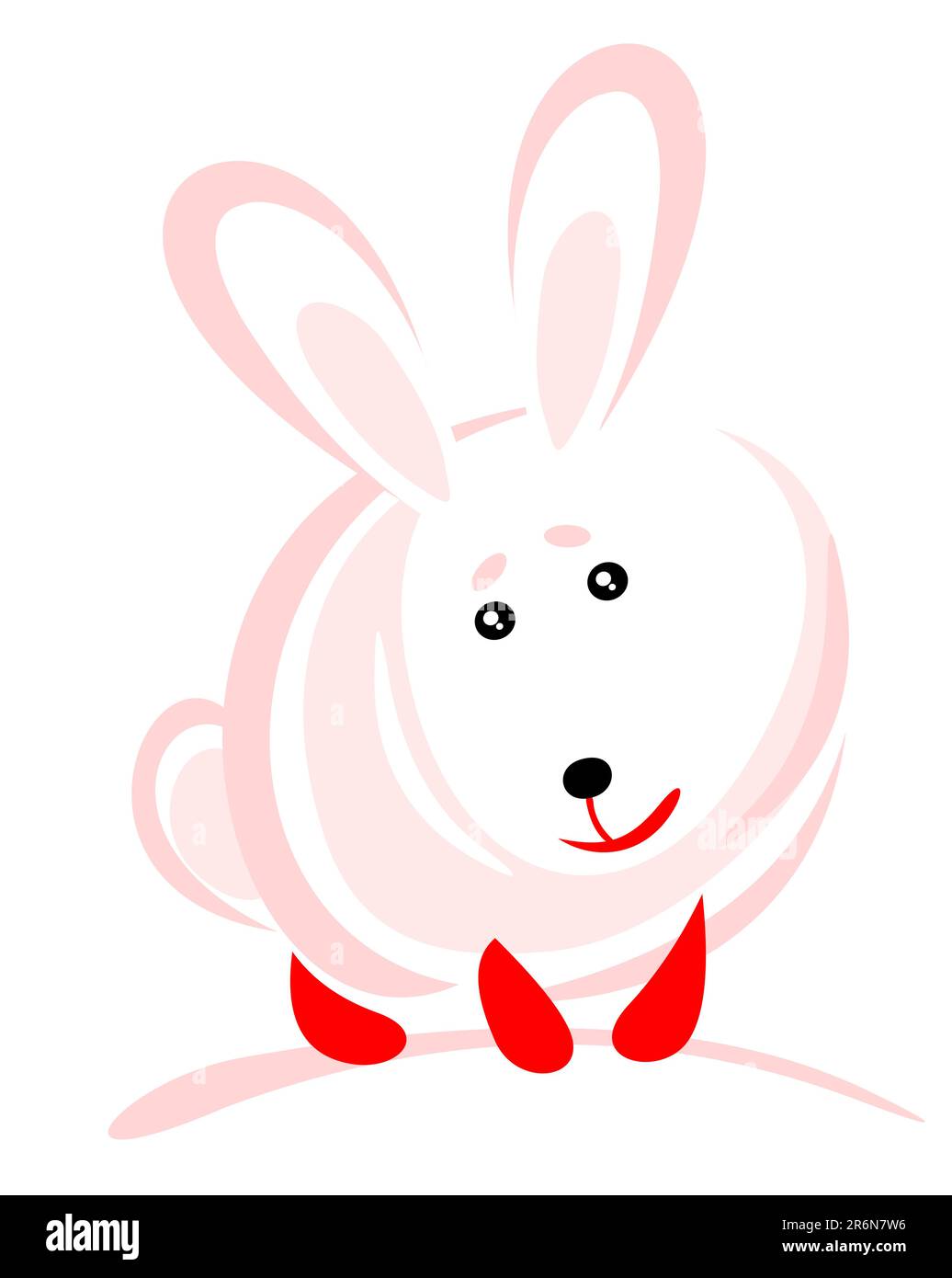 Pink stylized rabbit isolated on a white background. Easter ...