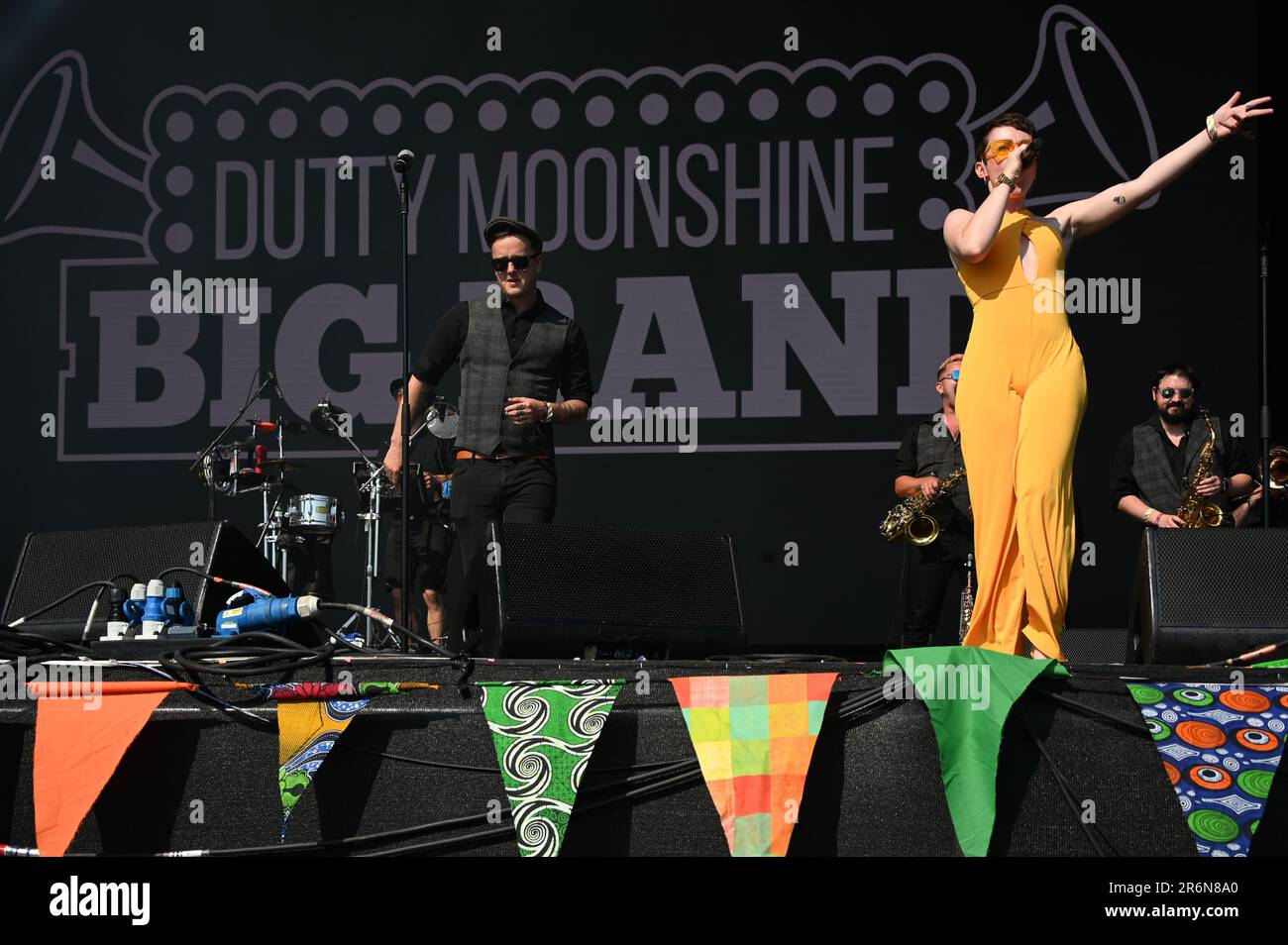 London, UK. 10th June, 2023. Dutty Moonshine Big Band performs at the ...