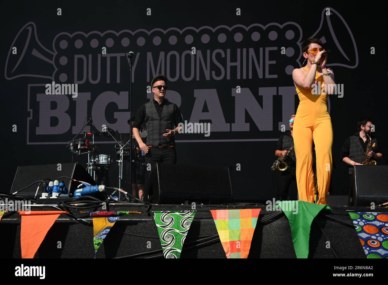 London, UK. 10th June, 2023. Dutty Moonshine Big Band performs at the ...