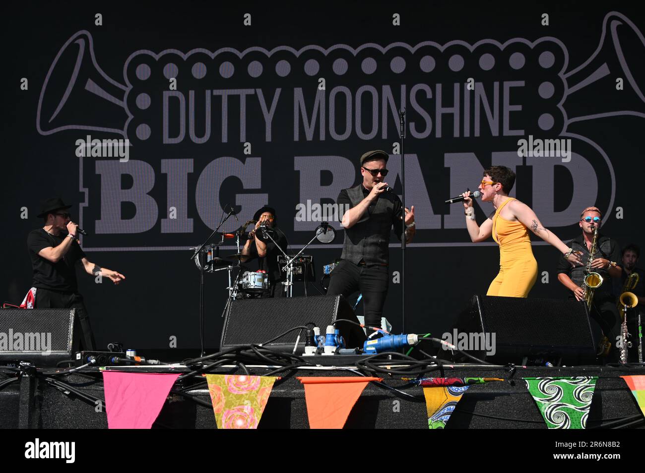 London, UK. 10th June, 2023. Dutty Moonshine Big Band performs at the ...
