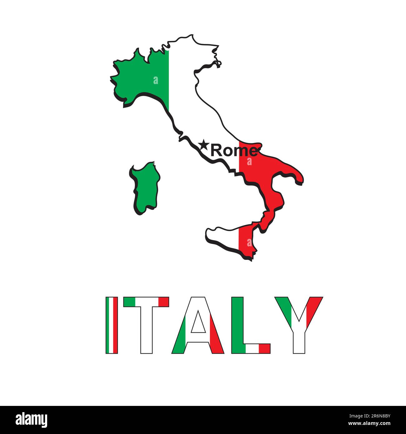 Italy map in the form of the Italian flag on a white background. Vector ...