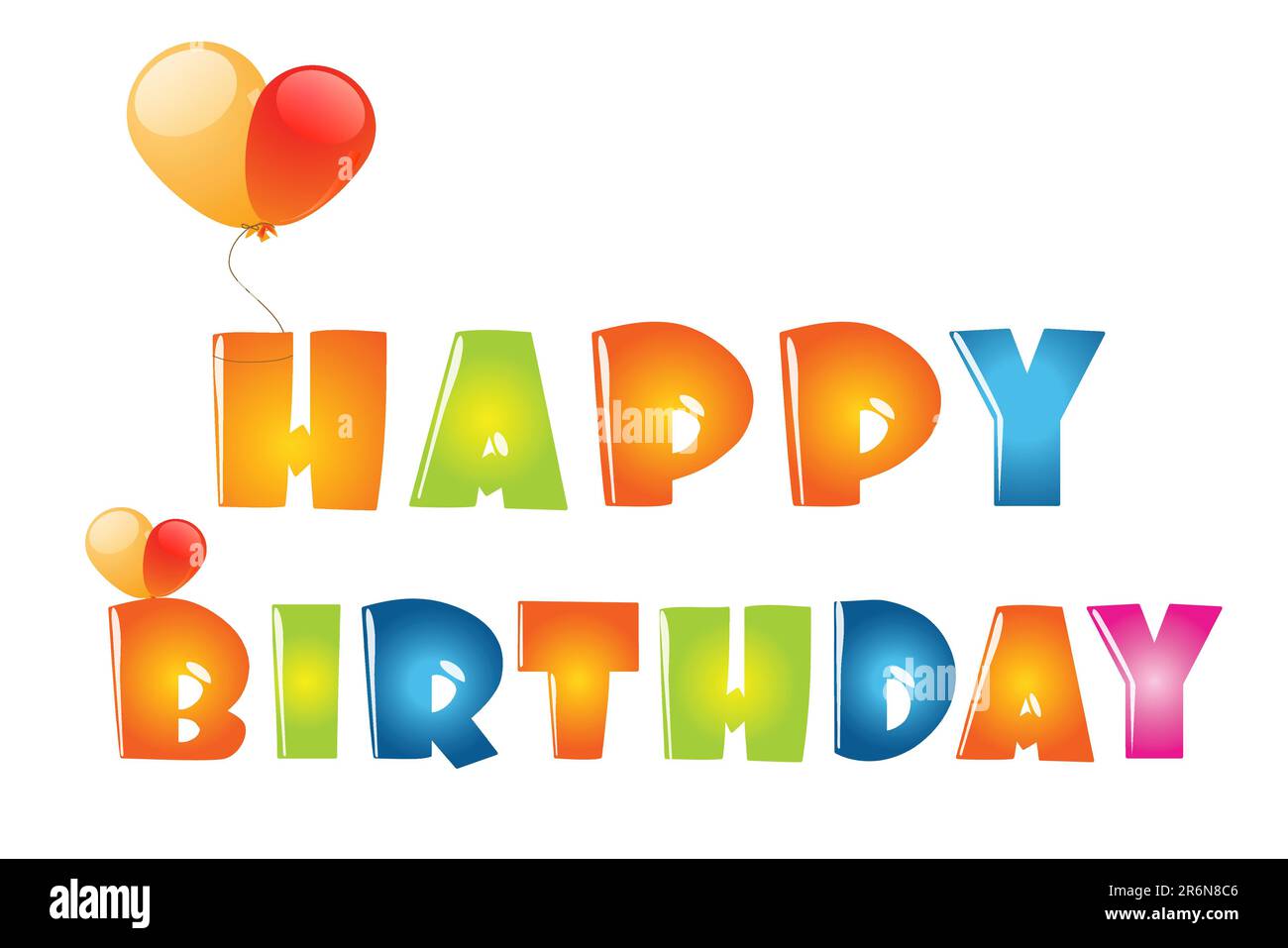 illustration of happy birthday in bubble font with balloons Stock ...