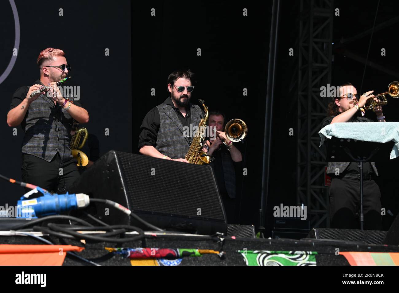 London, UK. 10th June, 2023. Dutty Moonshine Big Band performs at the ...