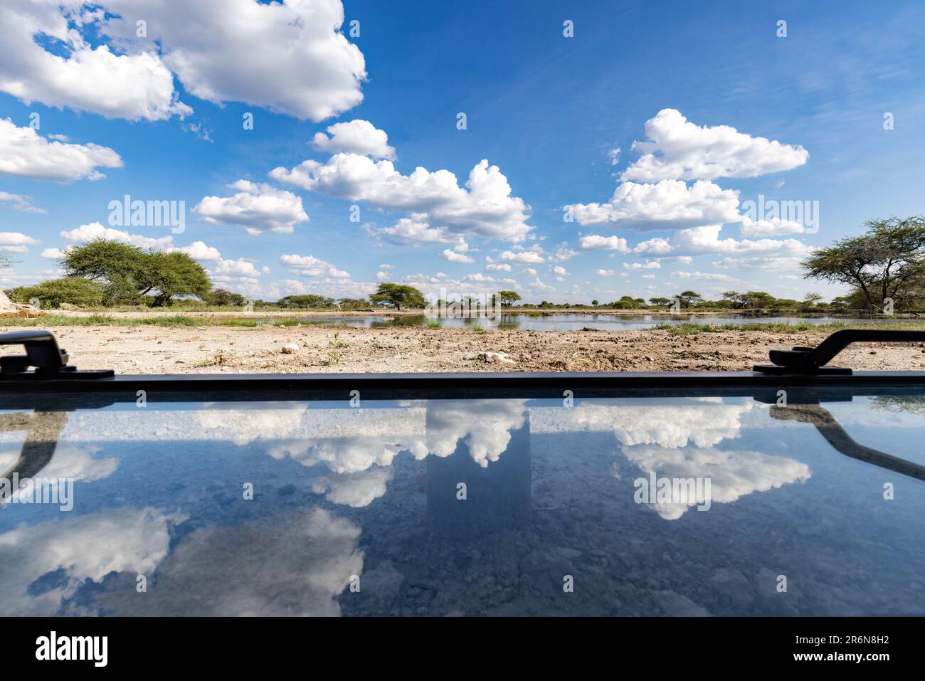 Waterhole view at the Onkolo Hide - Onguma Game Reserve, Namibia ...