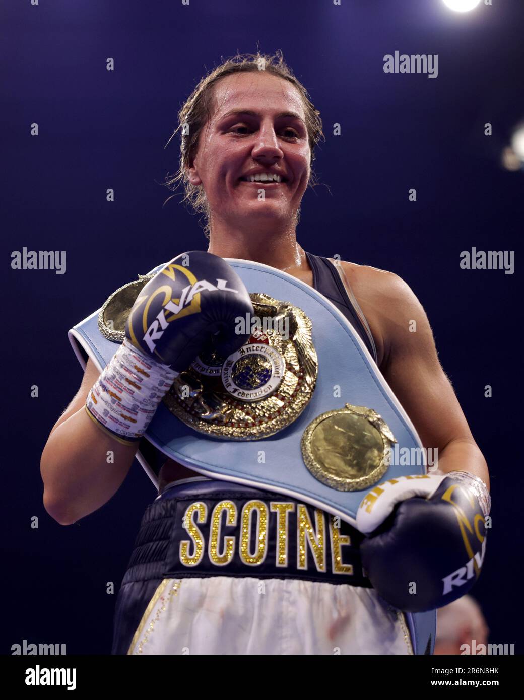 Ellie Scotney posing with her belt following the IBF Super-Bantamweight ...