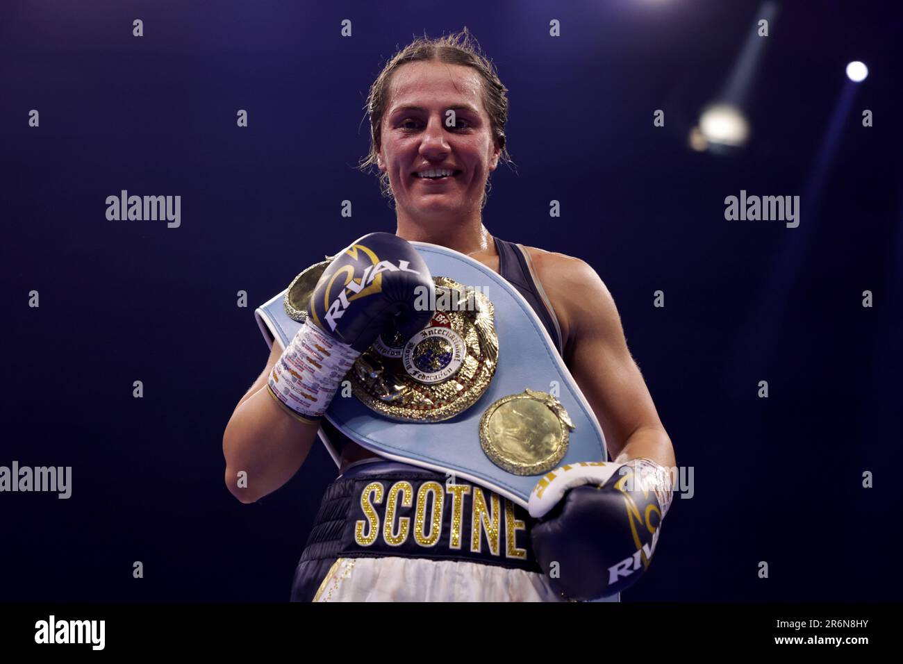 Ellie Scotney posing with her belt following the IBF Super-Bantamweight ...