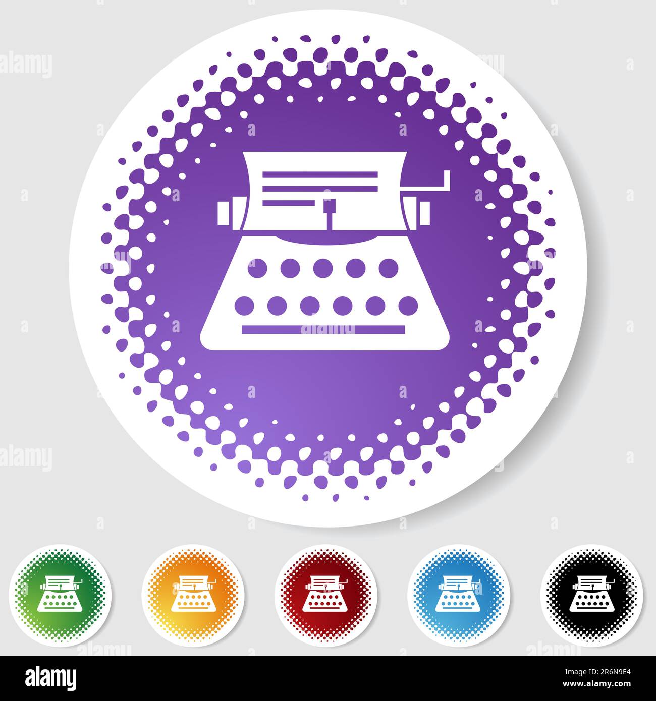Set of 6 half tone round buttons - typewriter Stock Vector Image & Art ...