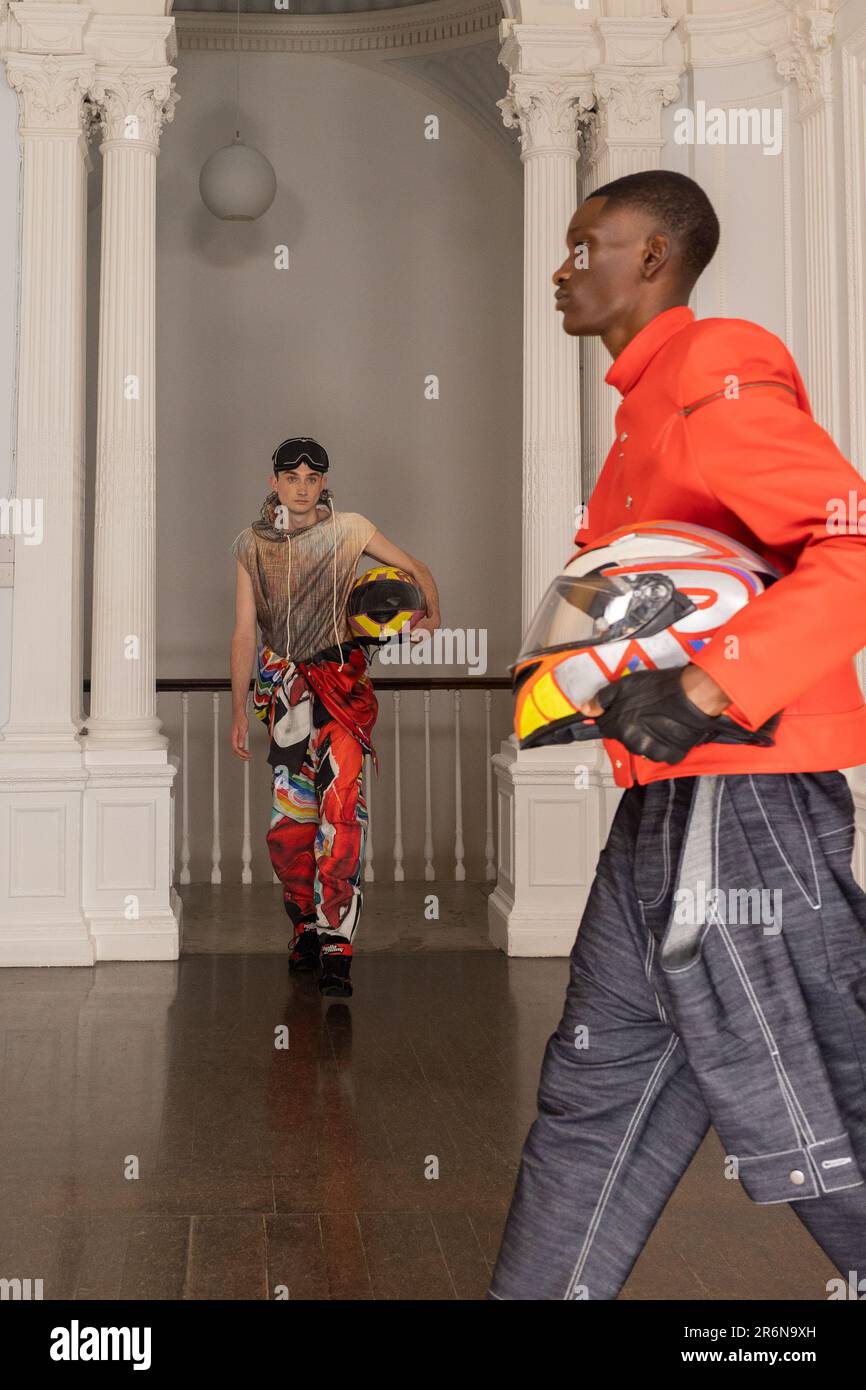 London, UK. June 10, 2023. Models on the catwalk at the Ravensbourne ...