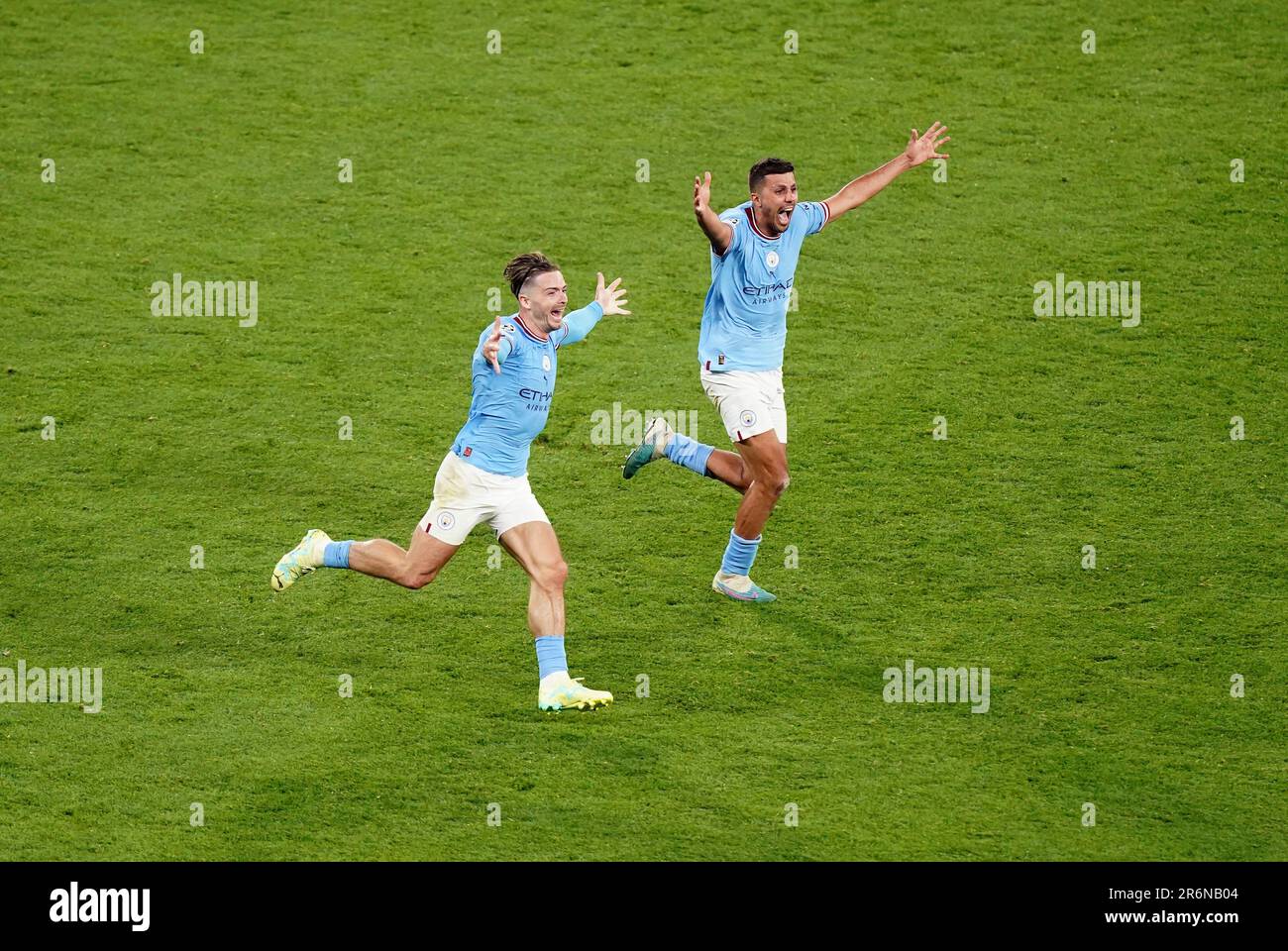 Manchester City's Jack Grealish and Rodri celebrate victory following ...