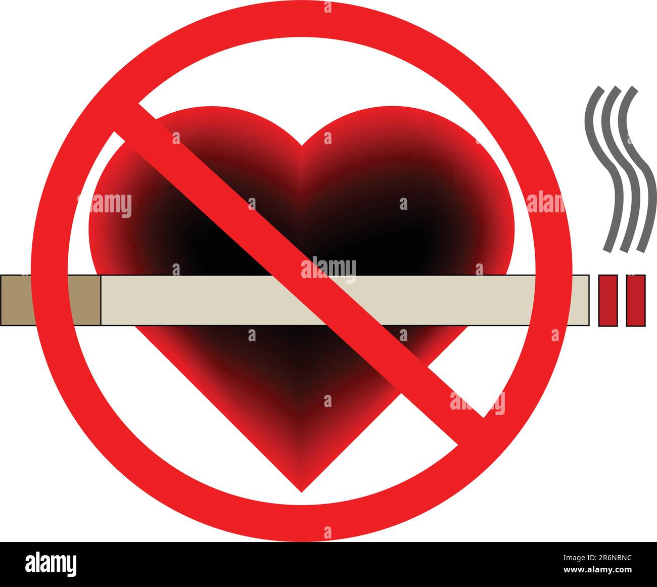 No smoking sign vector with a heart in the background Stock Vector ...
