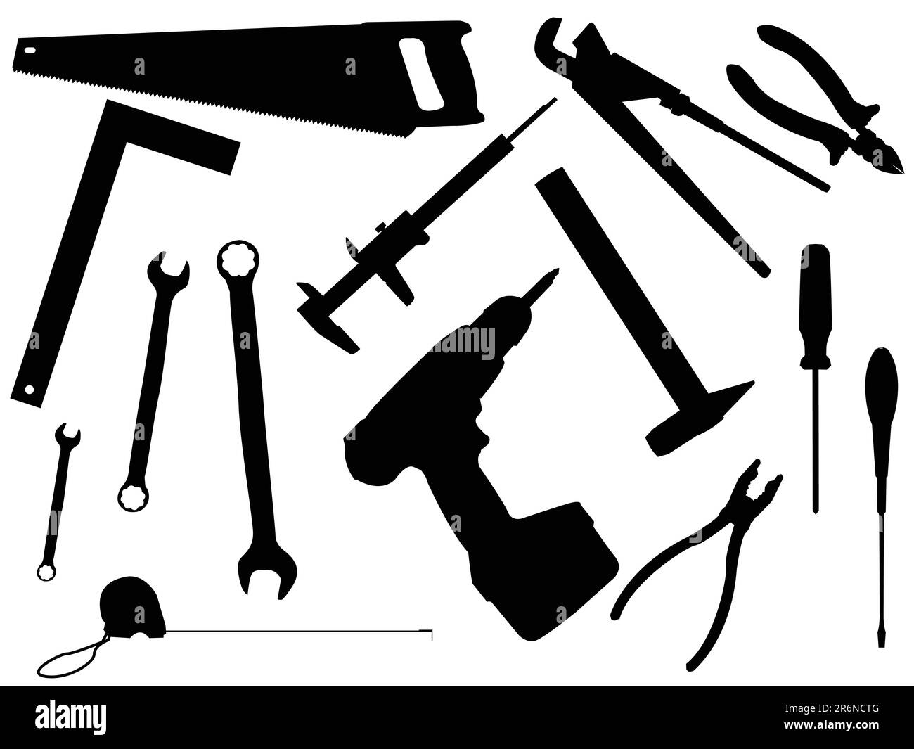 Set of working tools for work and constructions in a vector Stock ...