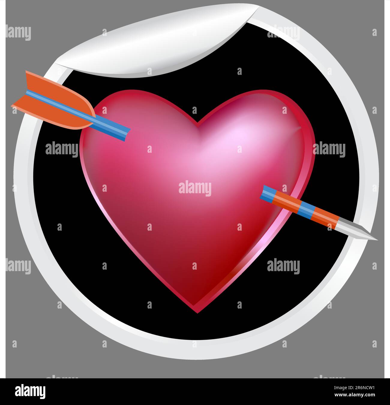 Image of arrow through heart - sticker button style Stock Vector Image ...