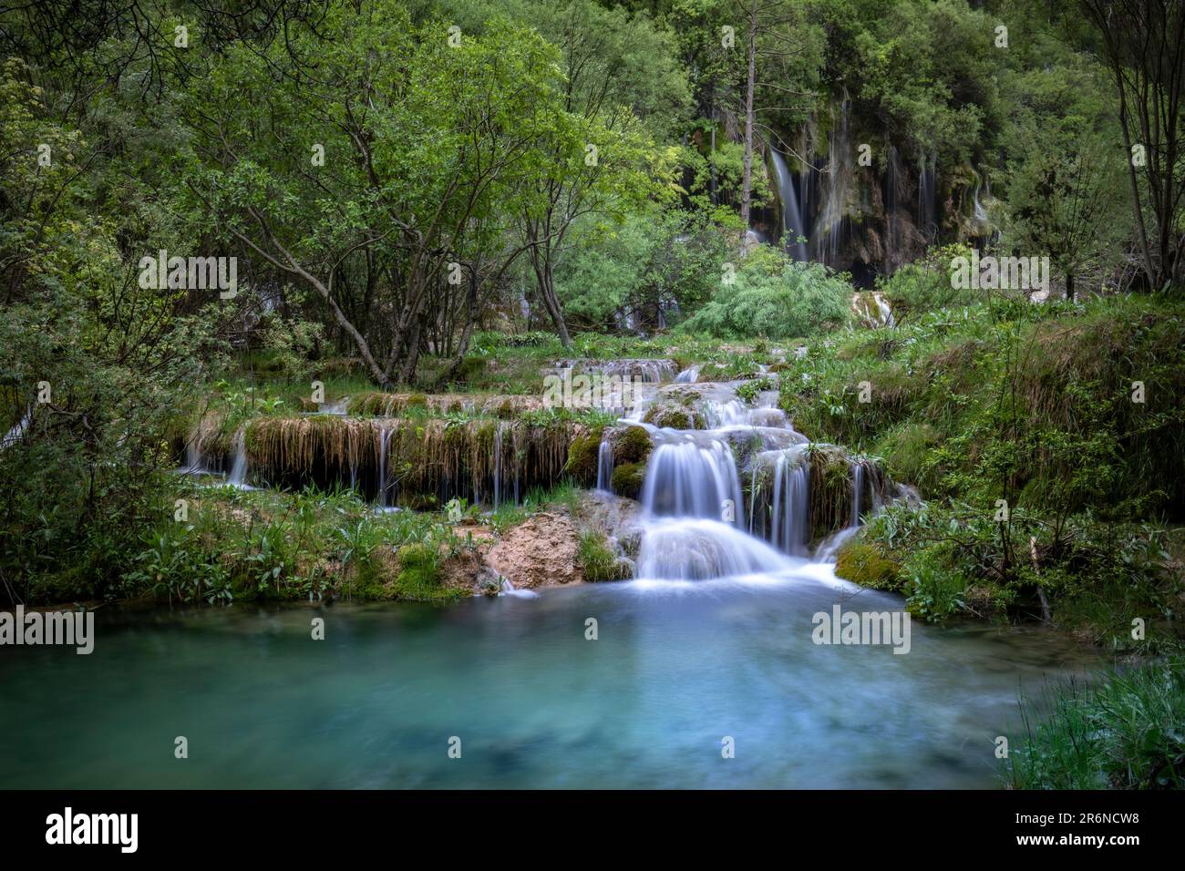 Waterfalls of the source of the Cuervo River in the Serrania de Cuenca ...