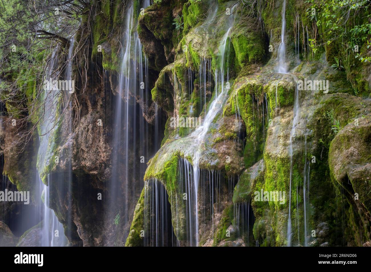 Waterfalls of the source of the Cuervo River in the Serrania de Cuenca ...