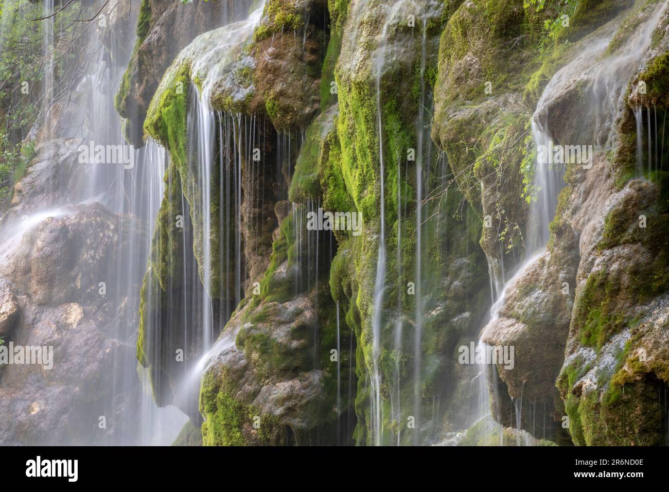 Waterfalls of the source of the Cuervo River in the Serrania de Cuenca ...