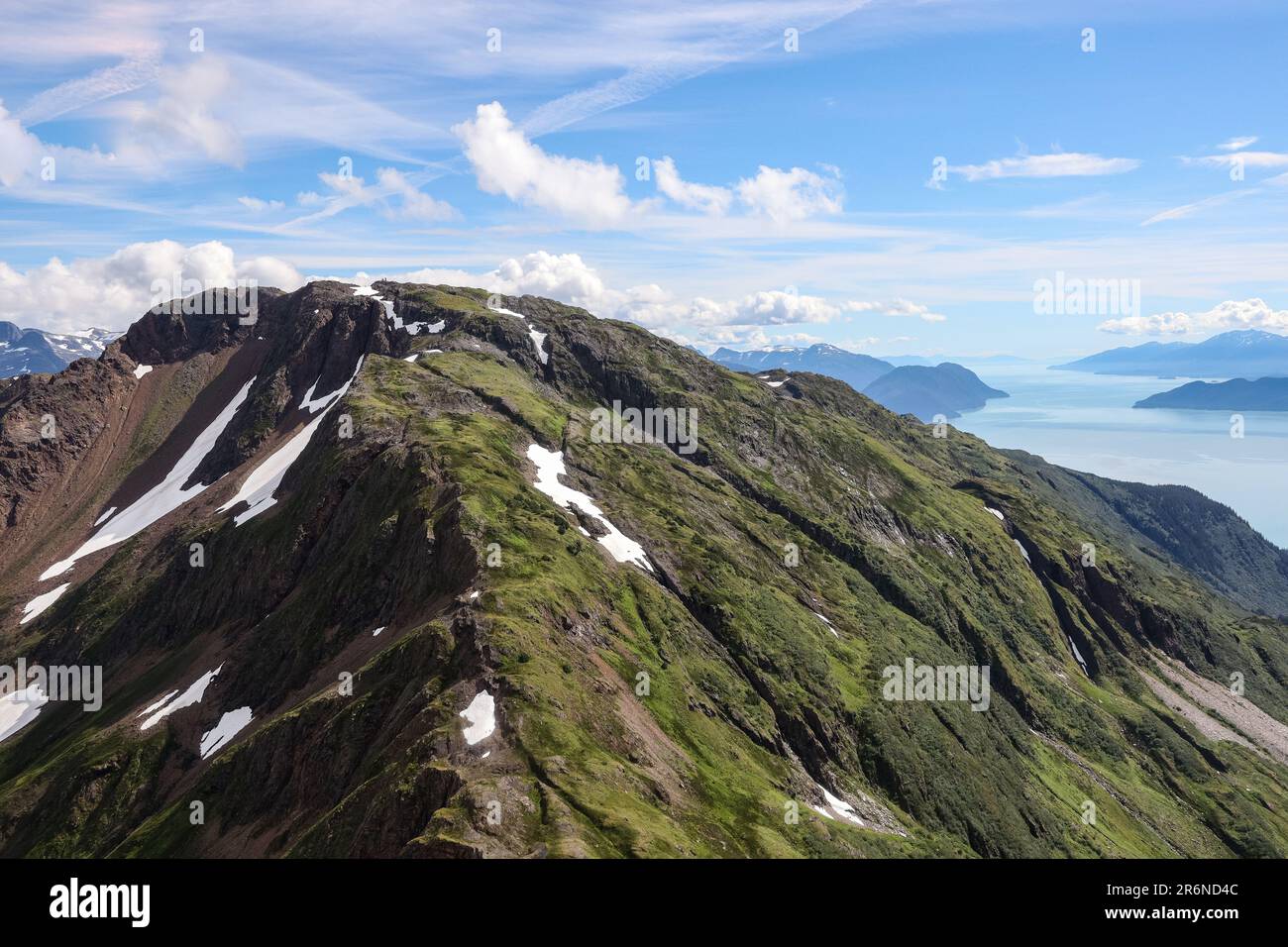 Aerial photo of a mountain peak near Juneau, Alaska with Gastineau ...
