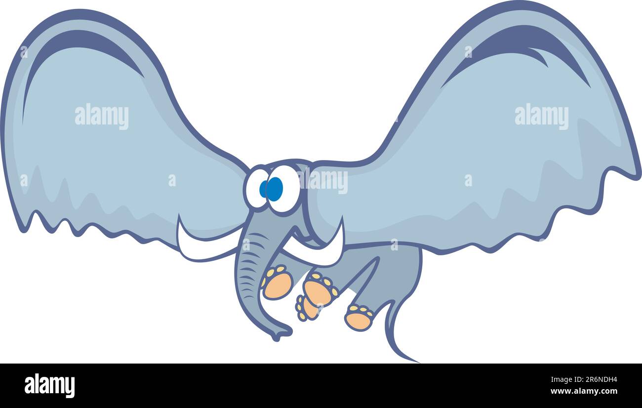 Illustration of the elephant flying and surprised Stock Vector Image ...